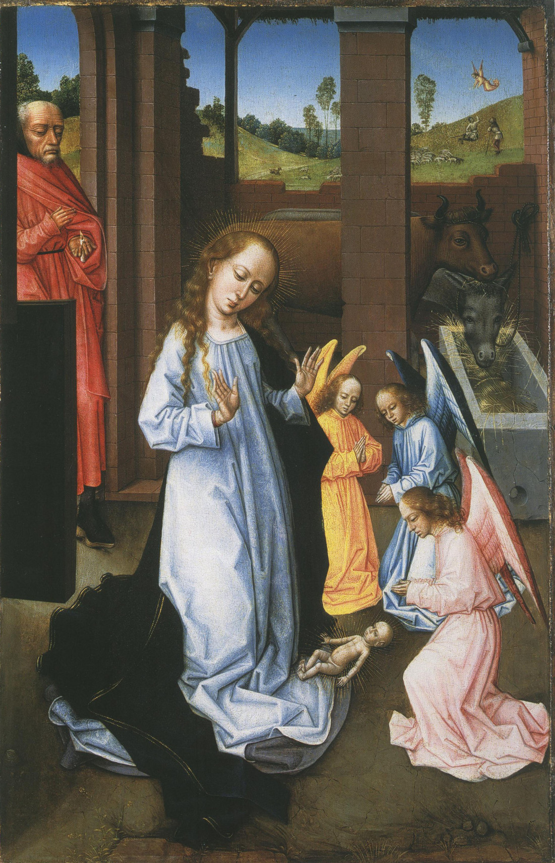 Left Shutter from the Altarpiece of the Adoration of the Magi: Nativity ; reverse : lower half ...