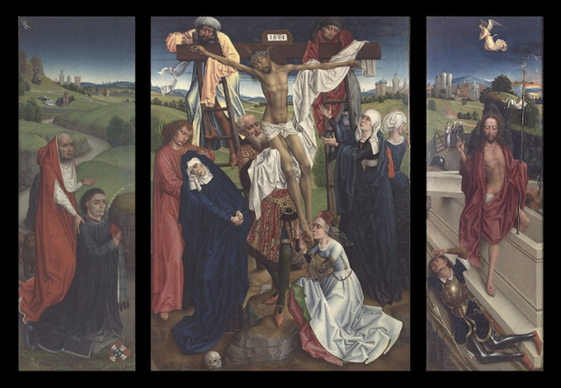 Altarpiece of the Descent from the Cross ; left shutter, Donor with St. Jerome ; right shutter ...