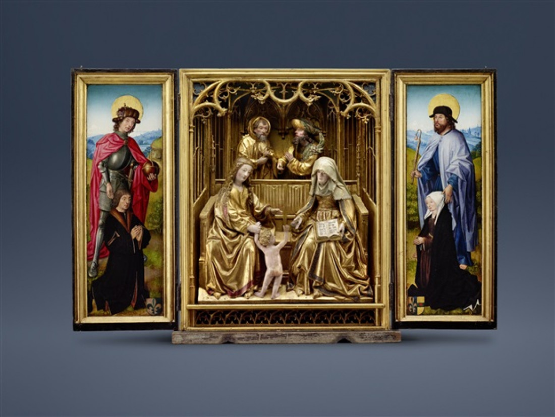 Shutters of a Carved Altarpiece: Emperor Henry II with the donor ; St James (?) with the ...