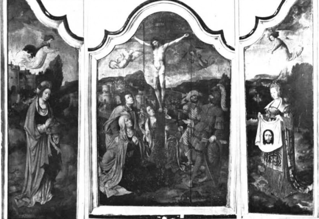 Triptych of the Crucifixion ; left shutter: Ste. Magdelen ; right shutter: Ste. Veronica ...