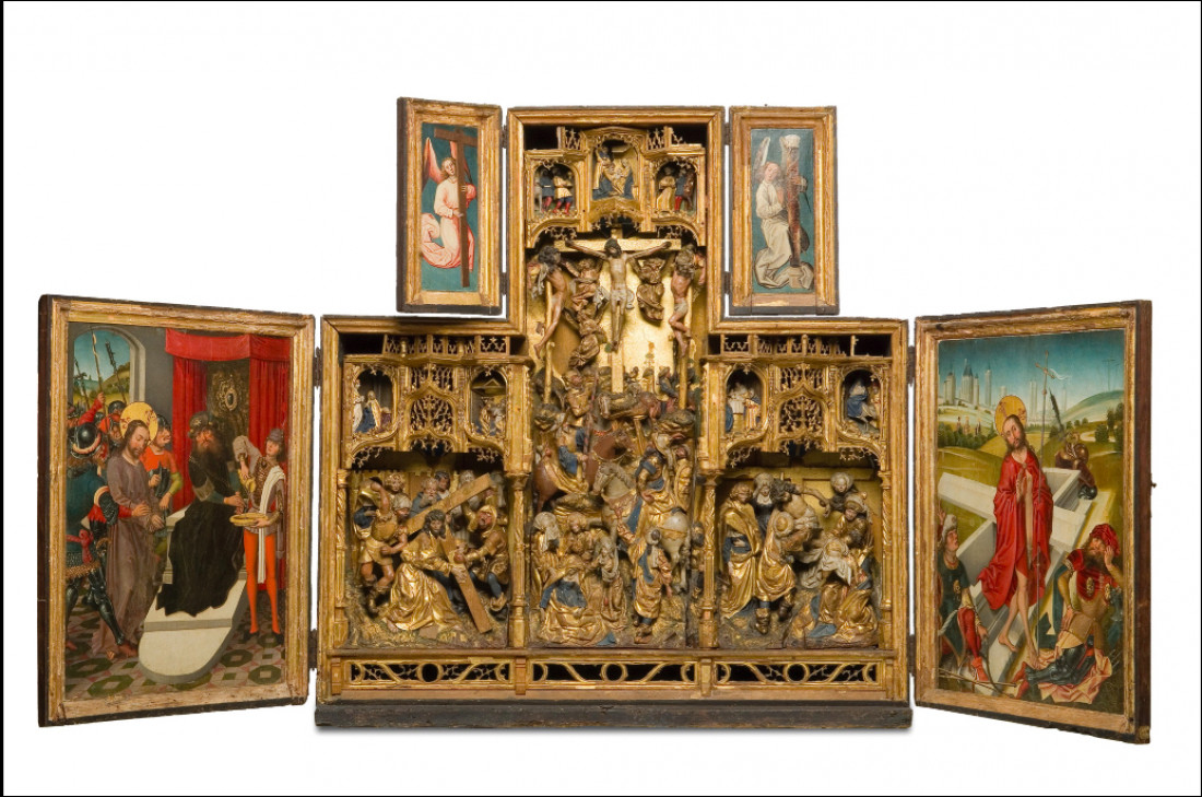 Shutters of an Altarpiece of the Passion; left: Christ before Pilate, right: the Resurrection ...
