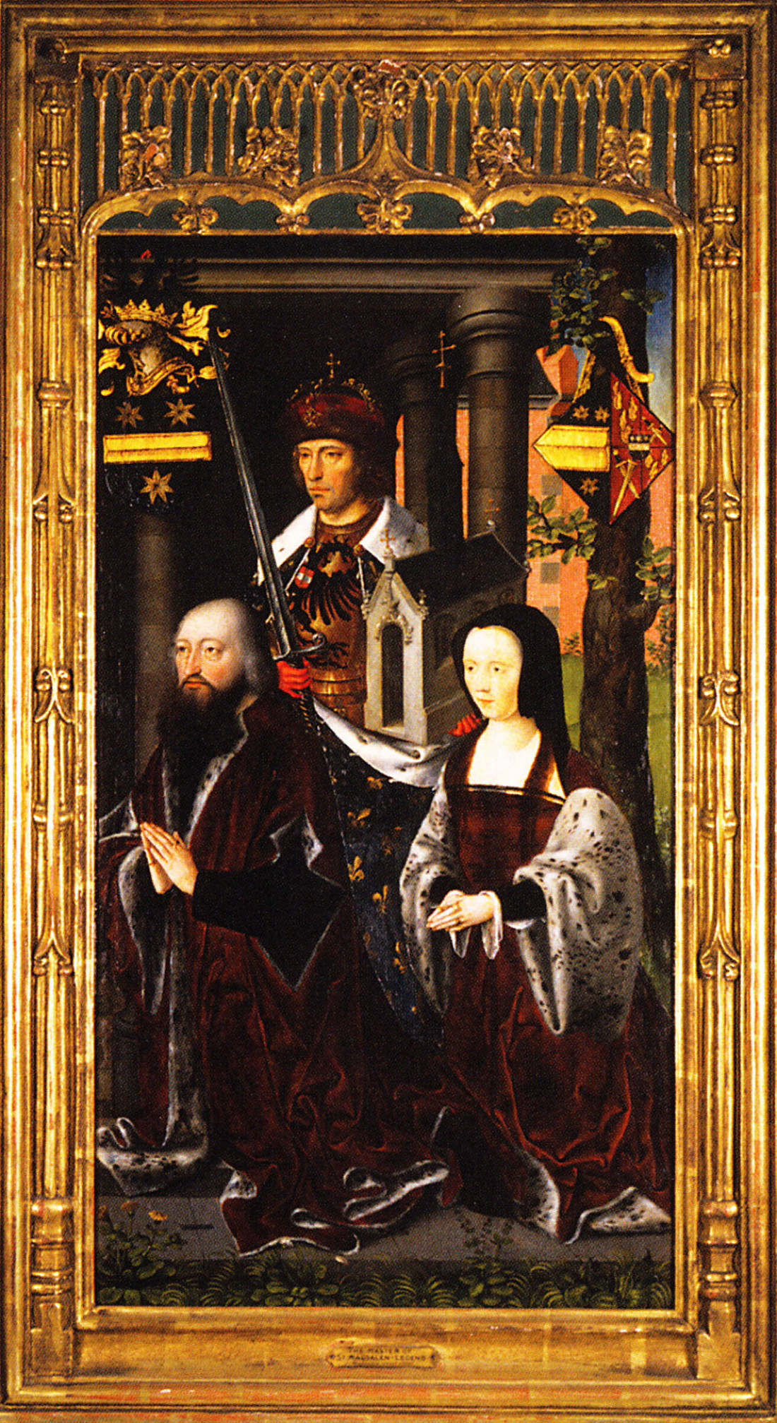 A Pair of Altarpiece Shutters. Left, Christ with a donor couple, Philippe Hannock and the late ...