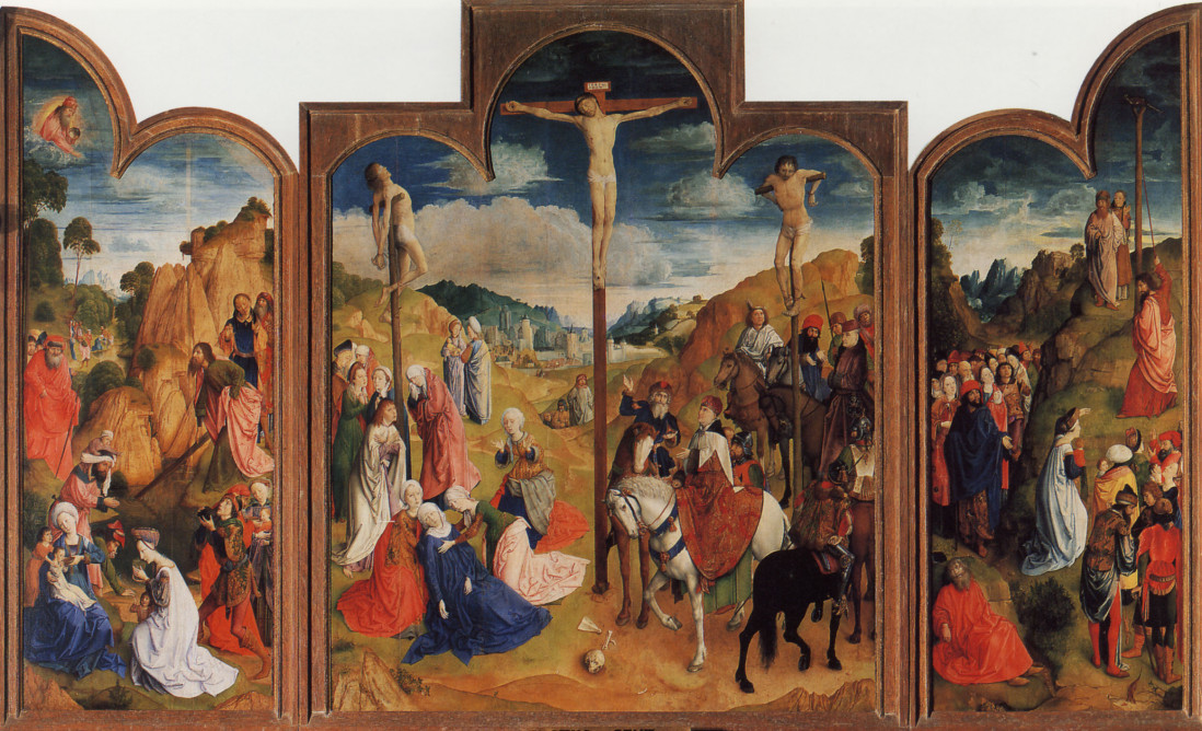 Crucifixion Altarpiece (on the shutters: Deeds of Moses), Saints Lawrence and Louis (closed ...