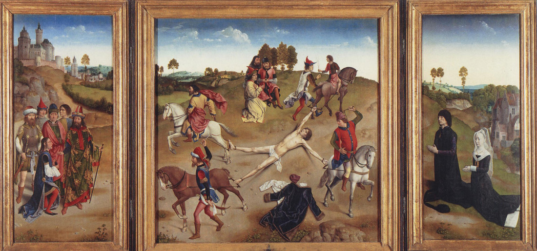 Martyrdom of St. Hippolytus Triptych; left shutter: the donors Hippolyte de Berthoz and ...